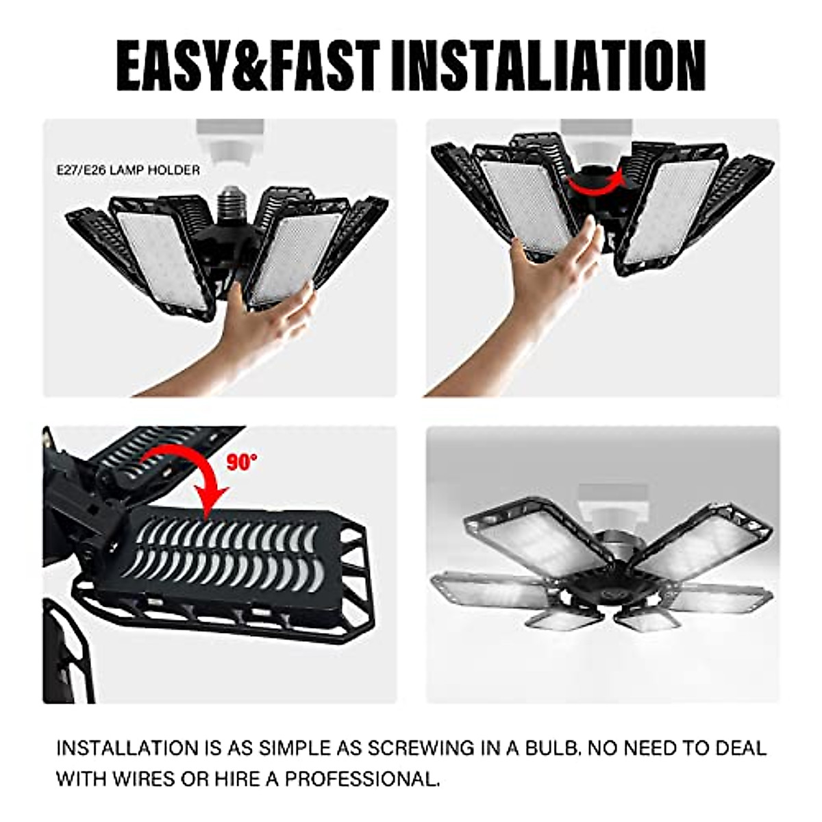 XFZM Detachable Led Garage Light, Versatile Garage Led Ceiling Light for Garage, Basement, Barn,Warehouse Garage Light Fixture (watts, 160)