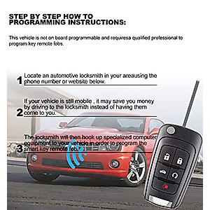 5buttons Flip Key Fob Replacement Fits for Chevy Equinox Camaro 2010-2017 Cruze Malibu Impala Sonic GMC Terrain Buick Lacrosse Regal Verano Encore Car Keyless Entry (Pack of 1)