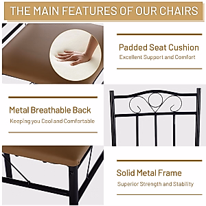 Dining Table Set for 6, Kitchen Table and Chairs for 4-6 People, 7 Piece Kitchen Table Sets, Rectangular Dining Room Table Set with 6 PU Leather Chairs, Beech/Brown