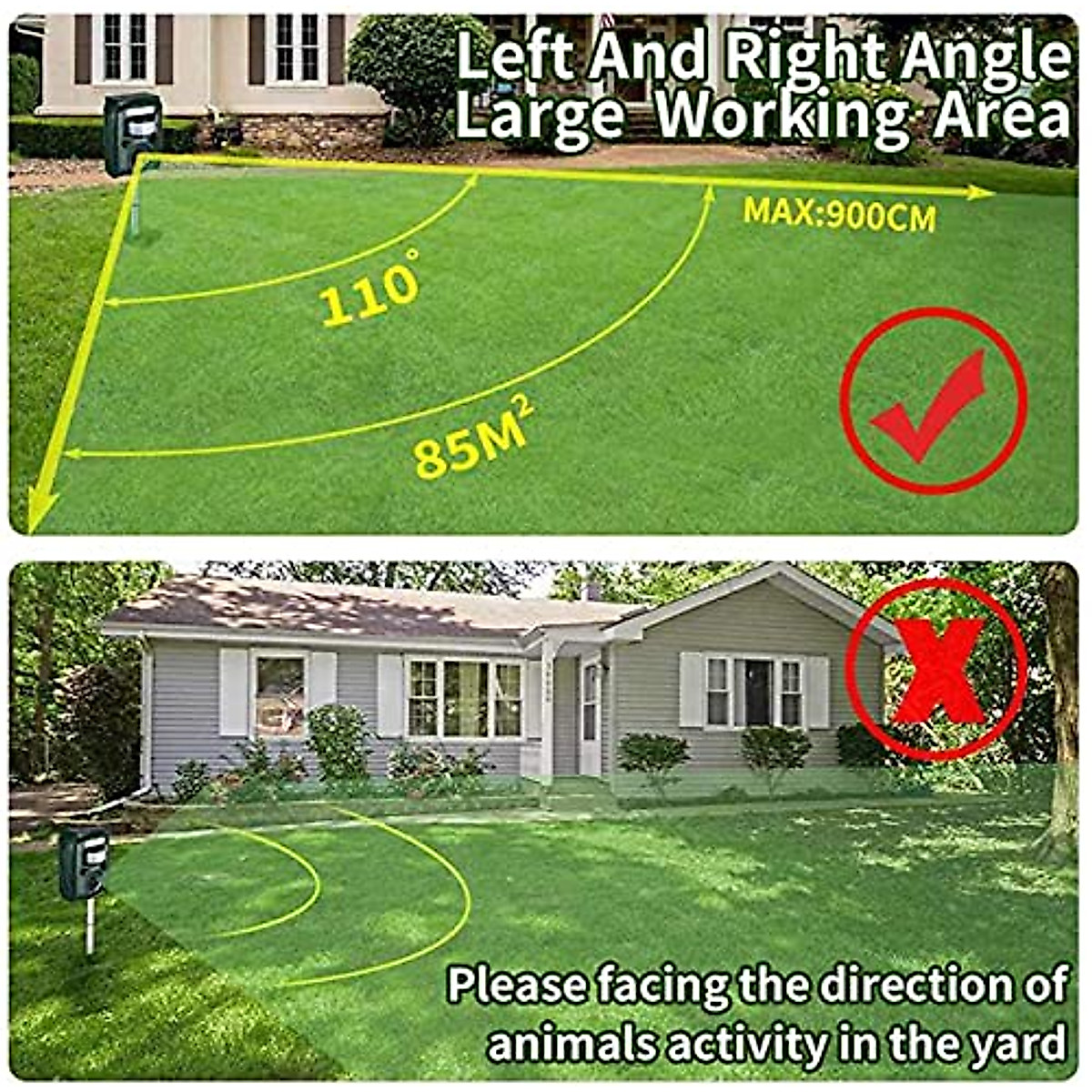 Ultrasonic Animal Repeller, Solar Powered Animal Repellent Outdoor Cat Repellent Dog Deterrent with Motion Sensor Waterproof Bird Repellent for Squirrels Rabbit Fox Raccoon Deer ,Yard Garden Farm