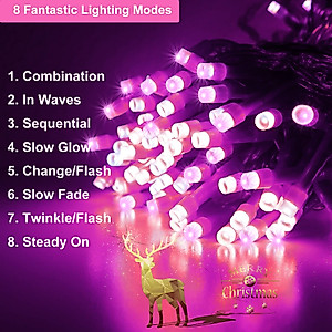 200 LED Pink Outdoor String Lights, 66 FT Valentine Fairy Lights with 8 Modes Clear Wire, Pink Romantic Twinkle Christmas Lights Waterproof for Room Wedding Girls Birthday Party Gifts Indoor Decor