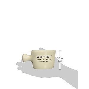 Parker Deluxe Stoneware Apothecary Shaving Mug – for use with up to 3” Shave Soaps and Lathering Shave Creams – Handmade in The USA (Ivory)