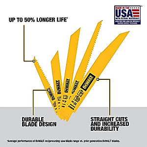 DEWALT Reciprocating Saw Blades, Bi-Metal Set with Case, 12-Piece (DW4892)