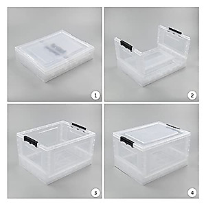 Idomy 30 L Plastic Collapsible Storage Box, Folding Storage Box, Clear, 2-Pack