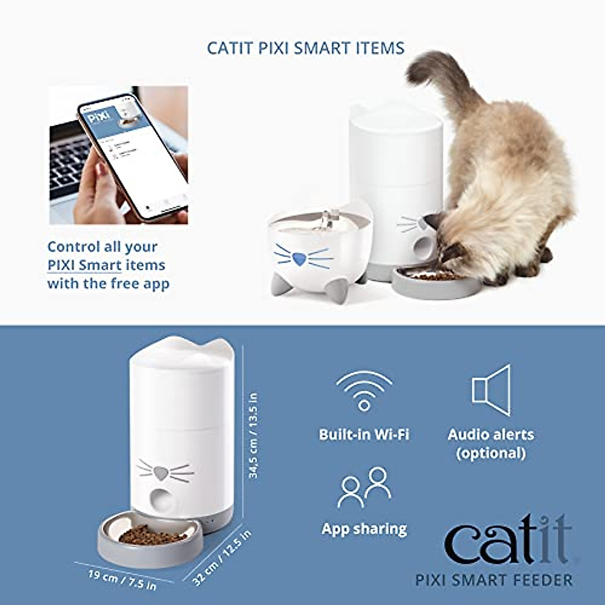 Catit PIXI Smart Feeder – Automatic and Customizable Feeding Schedule with App Support, White