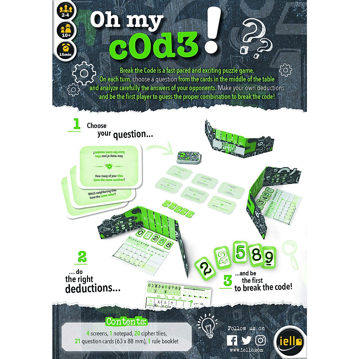 IELLO: Break The Code, Strategy Board Game, Duel or Multiplayer, High Voltage Decoding, Break Your Opponents' Code, 2 to 4 Players, for Ages 10 and Up