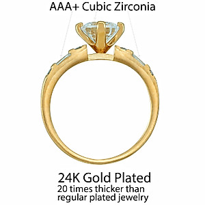 LIFETIME JEWELRY Circle Cubic Zirconia Wedding Ring for Women & Teen Girls 24k Gold Plated (9)