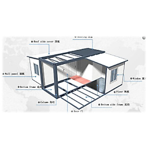 Generic 20Ft Folding Expandable Prefabricated House.Hurricane Proof. Insulated Movable Prefab Home. Prefab Tiny House 2 bedroom/1kitchen/1bathroom, E001-20ft