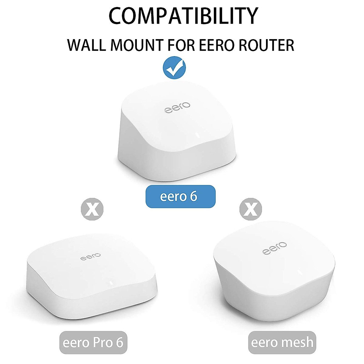 HOLACA Outlet Wall Mount Hanger for eero 6 Dual-Band mesh Wi-Fi 6 Router, Space Saving Holder, Easy Moved, Cord Management for eero 6 Without Messy Wires and Screws (1 Pack)