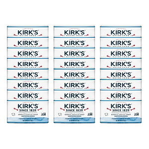 Kirk's Castile Bar Soap for Men, Women & Children - Made with Premium Coconut Oil, Sensitive Skin Formula, Vegan, Non GMO, Original Fresh Scent, 4 oz. Bars, 24 Pack