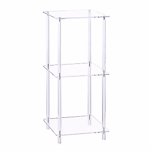 HMYHUM Acrylic Side Table for Small Spaces, 11.8" L x 11.8" W x 28" H, Small Nightstand/Bedside/End Table for Living Room, Bedroom, 3-Tier, Square, Clear