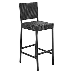 Modern Outdoor Patio Furniture Set, 7-Piece Rattan Dining Set, 6 Chairs with Cushions and PE Wicker Dining Table with Acacia Wood Tabletop, Perfect for Backyard, Garden