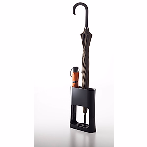 Yamazaki Home Oval Umbrella Stand - Holder for Umbrellas & Walking Canes ABS Plastic One Size Black