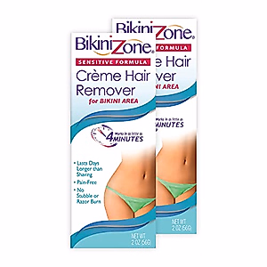 Bikini Zone Crème Hair Remover – Instant Hair Removal in Minutes – Good for Sensitive Skin & Delicate Areas – Lasts Longer than Shaving – Pain Free with Aloe, Chamomile & Green Tea (2 oz) (2)