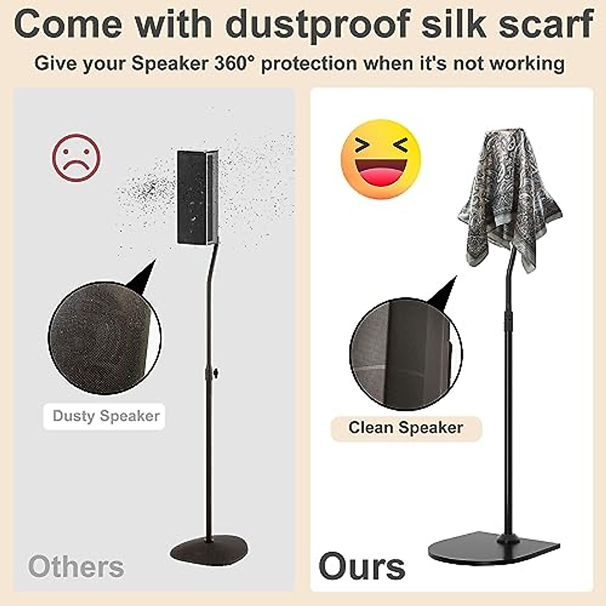 Adjustable Speaker Stand Pair for Bose Built in Cable Management wr Slideconnect Bracket, for UB-20, UFS-20 II, Lifestyle 600, CineMate II, Lifestyle SoundTouch, Acoustimass Series Bose Speaker Stands