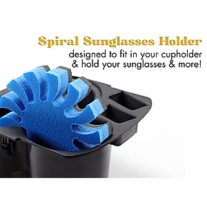 Polar Whale Spiral Car Cup Sunglasses Holder Insert Universal Expander Extender Keeps Small Items Organized Blue and Black High Density Foam