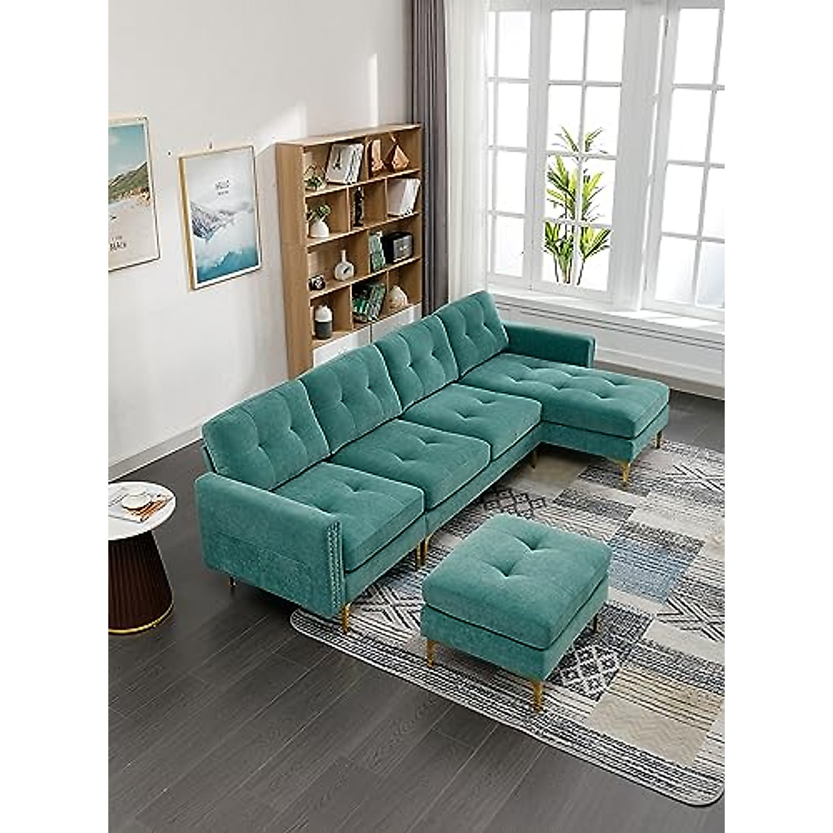 YUNLife&Home Convertible Modular Sectional Sofa,Modern Upholstered L-Shaped Accent Corner Sofá Couch Bed for Living Room Apartment Office Furniture Set