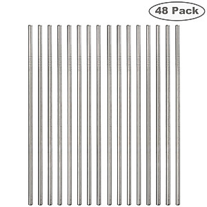 Brightbuy Set of 48 Stainless Steel Straws 10.5'' Reusable Metal Drinking Straws For 30oz Tumblers Yeti 6mm Diameter (48 Straight)