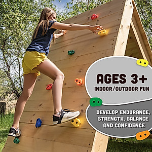 Squirrel Products 10 Large Assorted Rock Climbing Holds with Mounting Hardware - DIY Rock Wall - Ages 3+