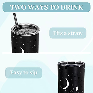 Black Cat 20 Oz Tumbler - Cat Gifts for Women, Goth Halloween Tumbler for Hot & Cold Drinks