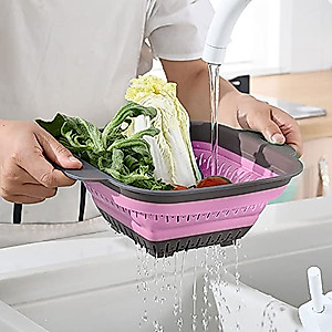Esmartlife Foldable Silicone Strainer Colanders, Folding Strainer for Kitchen 2-Quart Capacity, Perfect for Kitchen Food Draining Pasta Vegetable Fruit and Meat,New Kitchen Essentials