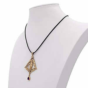 Dryad Design Bronze Freya Pendant with Natural Amethyst - Norse Goddess Freyja Jewelry 2 1/8 inches (5.4 cm)