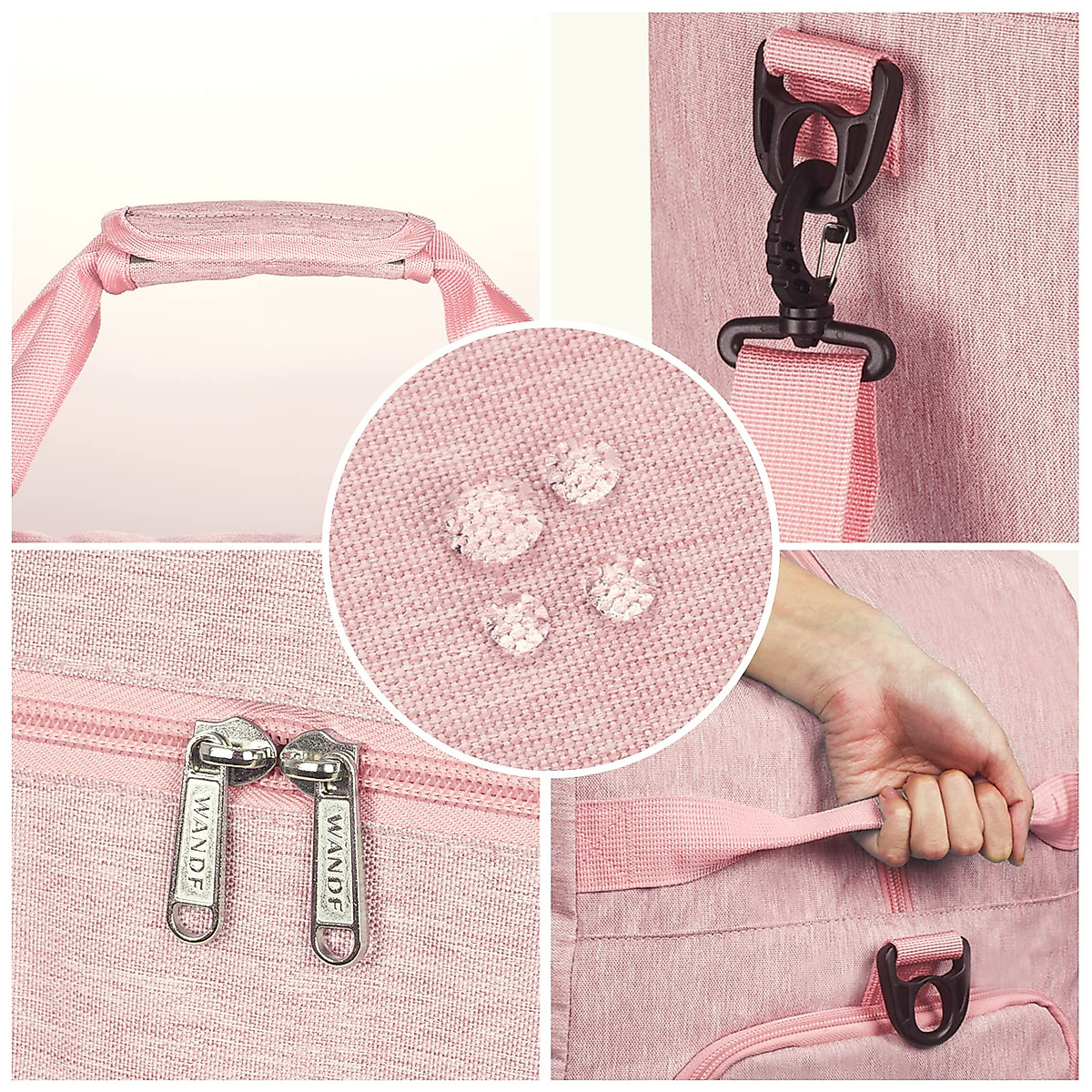 32" Foldable Duffle Bag 100L for Travel Gym Sports Lightweight Luggage Duffel By WANDF (32 inches (100 Liter), Pink Denim 32'')