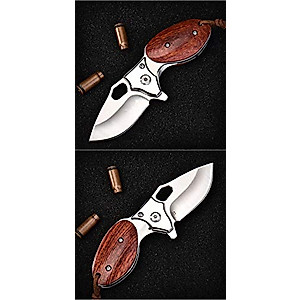 Small Folding Knife Pocket Knife Knives Redwood Handle D2 Sharp Blade - Pocket Knife for Men - Best Partner for Camping Hunting Fishing - EDC and Outdoor Gear - Birthday Christmas Gifts