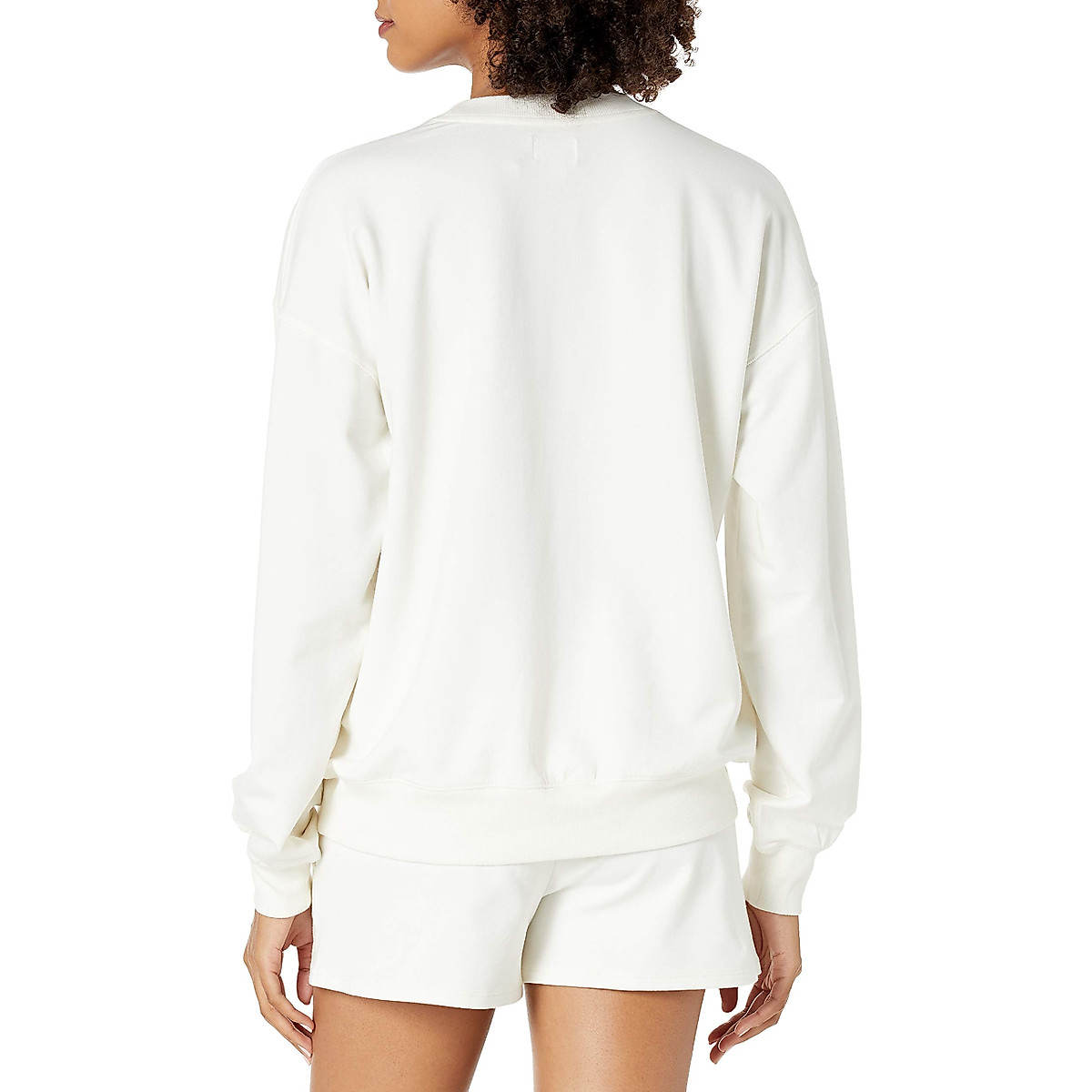 The Drop Women's Margot Loose Long Sleeve Crewneck Drop Shoulder Sweatshirt, Ivory, M