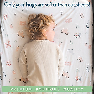 Mini Portable 24x38 Fitted Crib Sheets – Compatible with Dream on Me, Delta Porta Crib and Arms Reach Ideal Cosleeper – 100% Jersey Cotton – Farm Animals – 2 Pack