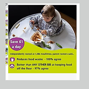 Tidy Tot- Bib & Tray Kit Baby Feeding Set - 3 Mess Proof Long Sleeve Smocks Attaches to Feeding Mat - Waterproof Bibs – Machine Washable. Fits Babies and Toddlers 6-24 months.