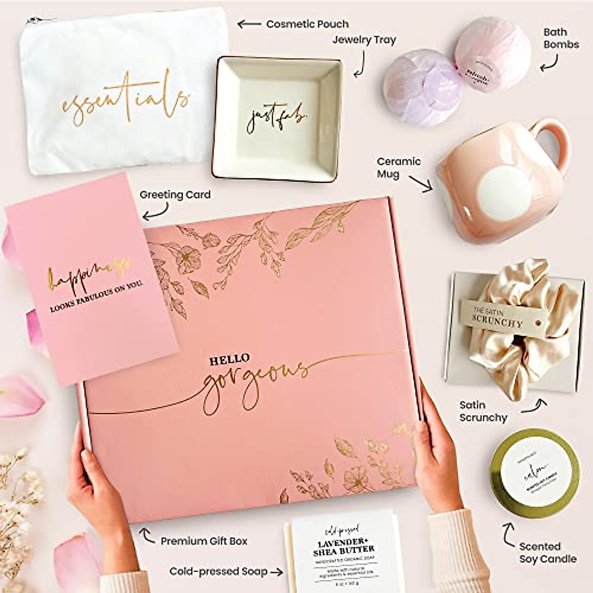 Birthday Gifts for Women, Mother's Day Gift - 10 Piece Gift Basket For Women. Perfect Gifts for Mom, Wife, Sister, Girlfriend, Daughter. Unique Best Friend Birthday Gifts for Women.