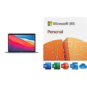 Apple 2020 MacBook Air Laptop M1 Chip, 13” Retina Display, 8GB RAM, 256GB SSD Storage, Space Gray, with Microsoft 365 Family | 12-Month Subscription | PC/Mac Download