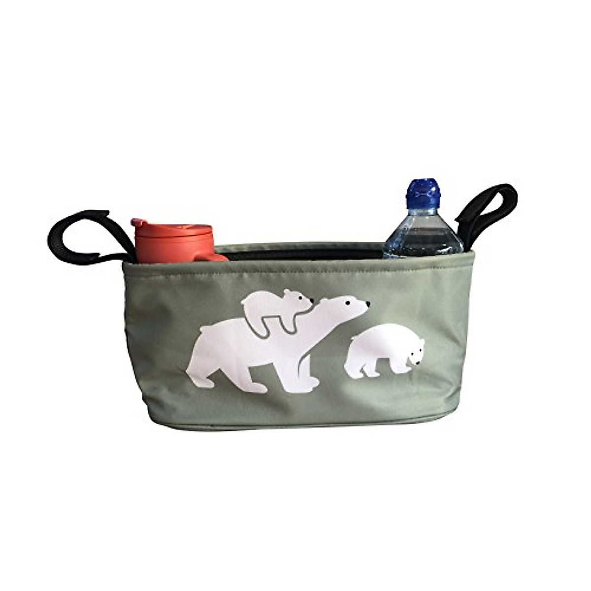 Wheelchair Organizer - Fits Handles of Any Wheelchair, Special Needs Buggy, Rollator or Mobility Scooter – Wheelchair Cup Holder – Cell Phone Pocket - Lots of Storage (Gray-Green Polar Bear)