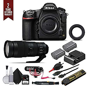 Nikon D850 Digital SLR Camera W AF-S FX NIKKOR 200-500mm f/5.6E ED Lens, 64GB Memory Card, Soft Bag, Rode Mic, Extra Battery (International Model) (Renewed)