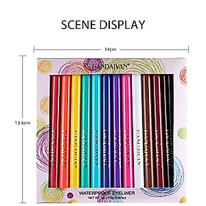 BestLand 12 Colors Matte Liquid Eyeliner Set Rainbow Colorful Neon Eyeliner Pencil Pigmented Waterproof Smudgeproof Long Lasting Gel Eye Liner Christmas Makeup Gift Kit for Women (Set E)