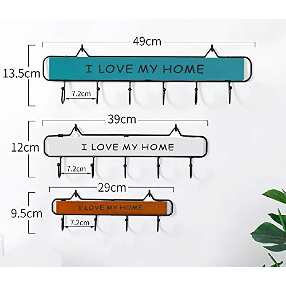 Zembros Coat Rack Wall Mounted, Set of 3 Hangers With Different Sizes (6,5 and 4 hooks), With Wood and Metal the hook Rail Can be for Coat Hat Purse Keys-Perfect for Your Entryway, Bedroom and Kitchen