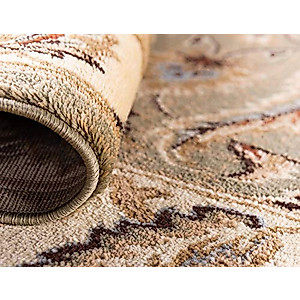 Unique Loom Voyage Collection Traditional Oriental Classic Intricate Floral Design Area Rug, 9 ft 12 ft, Light Green/Ivory