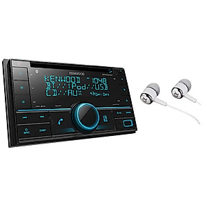 Kenwood Double-DIN In-Dash CD/MP3/USB Bluetooth AM/FM Car Stereo Receiver High Resolution Audio Compatibility Pandora/iHeart Radio/Spotify/iPhone and Android App Ready with ALPHASONIK EARBUDS