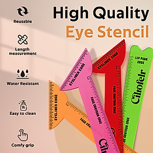 Cilrofelr 4 in1 Eyeliner Stencils for Hooded Eyes, Reusable Eyeliner Stencils Tool for Beginners, Multi-Purpose Makeup Tool for Winged Eyeliner, Defined Eyebrow, Face Contour and Lip Line - Pink