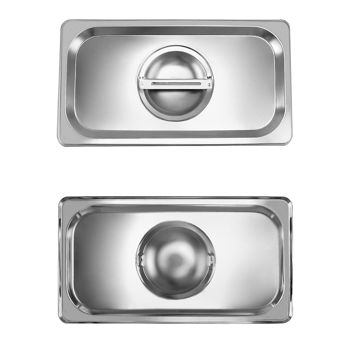 QWORK Solid Pan Lid with Handle, 4 Pack Stainless Steel Steam Table Pan Cover, for 1/3 Size Steam Pans