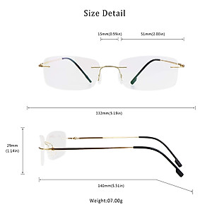 LifeArt Blue Light Blocking Glasses, Computer Reading Glasses, Anti Blue Rays, Reduce Eyestrain, Rimless Frame Tinted Lens with Diamond, Stylish for Men and Women (Golden, No Magnification)