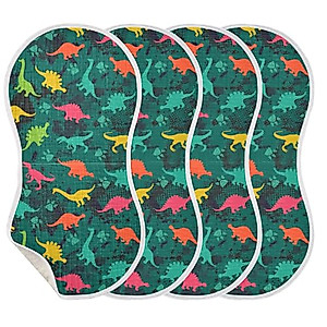 vvfelixl Dinosaurs Footprints Burp Cloths for Baby Boy Girls Baby Washcloths Burp Rags 1 Pack Green