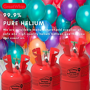 GreatWhip 7L Helium Tank for Balloons At Home Helium Balloon Pump Kit 30 Assorted Latex Balloons and Curling Ribbon Included