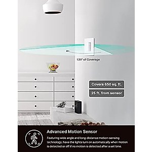Kasa Smart Motion Sensor Switch, Dimmer Light Switch, Single Pole, Needs Neutral Wire, 2.4GHz Wi-Fi, Compatible with Alexa & Google Assistant, UL Certified, No Hub Required(ES20M) White 1-Pack