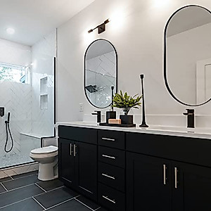 ANDY STAR Black Oval Mirror, 24x36 Oval Black Mirror in Stainless Steel Metal Frame for Bathroom, Entryway, Living Room, Contemporary 1" Deep Set Design Wall Mount Hangs Vertical or Horizontal