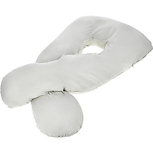 Acorn Baby Full Body Pillow - Light Gray 55 x 31in Firm Curved Body Pillow with Jersey Cover for Belly and Back Support