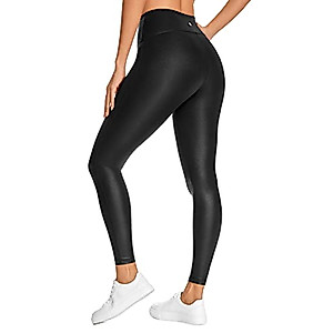 CRZ YOGA Butterluxe Matte Faux Leather Leggings for Women 26.5'' - No Front Seam High Waist Stretch Tights Pleather Pants Faux Leather Black Small