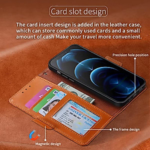 YukeTop Case for Oppo Reno2, PU Leather Flip Folio Wallet Cover, with Card Slots, Case Cover for Oppo Reno2.(Brown)