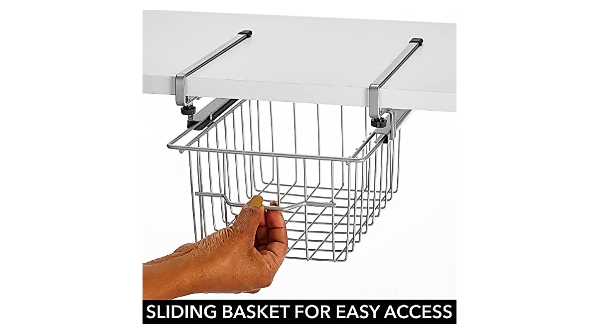 mDesign Metal Wire Pullout Drawer – Space-Saving Storage